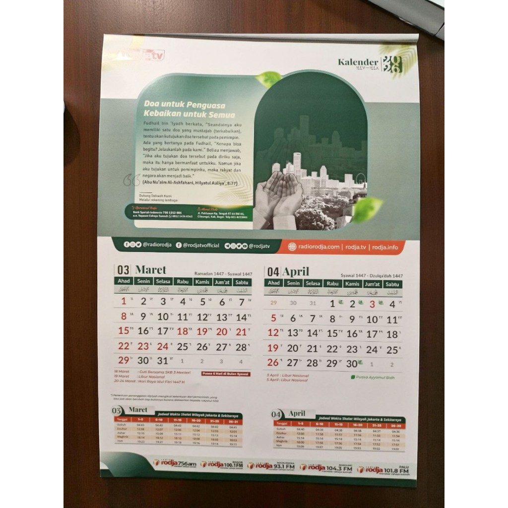 Jual KALENDER RODJA 2026 | ALMENAK MASEHI 2026 | KALENDER RADIO TV ...