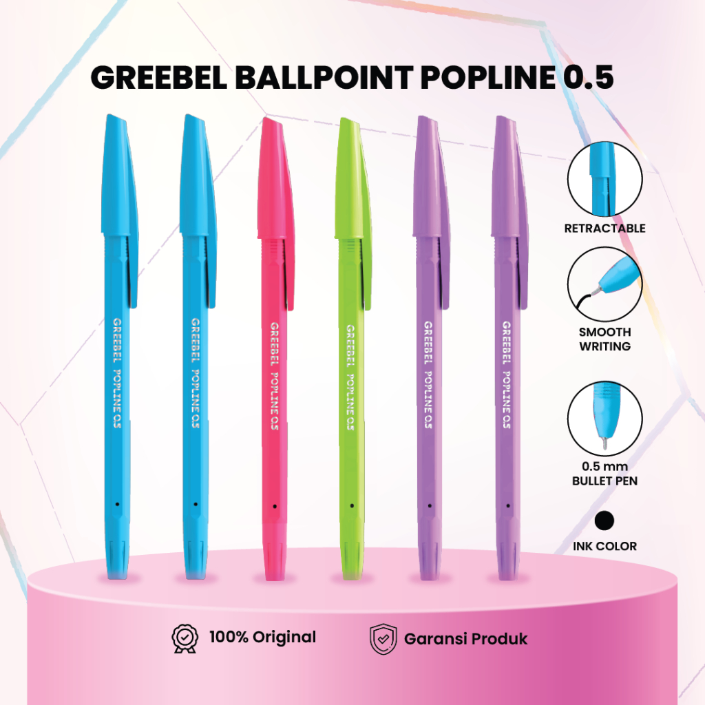 Jual GREEBEL Pulpen Bolpen Popline 0.5 Hitam / Ballpoint Bolpen Bolpoin ...