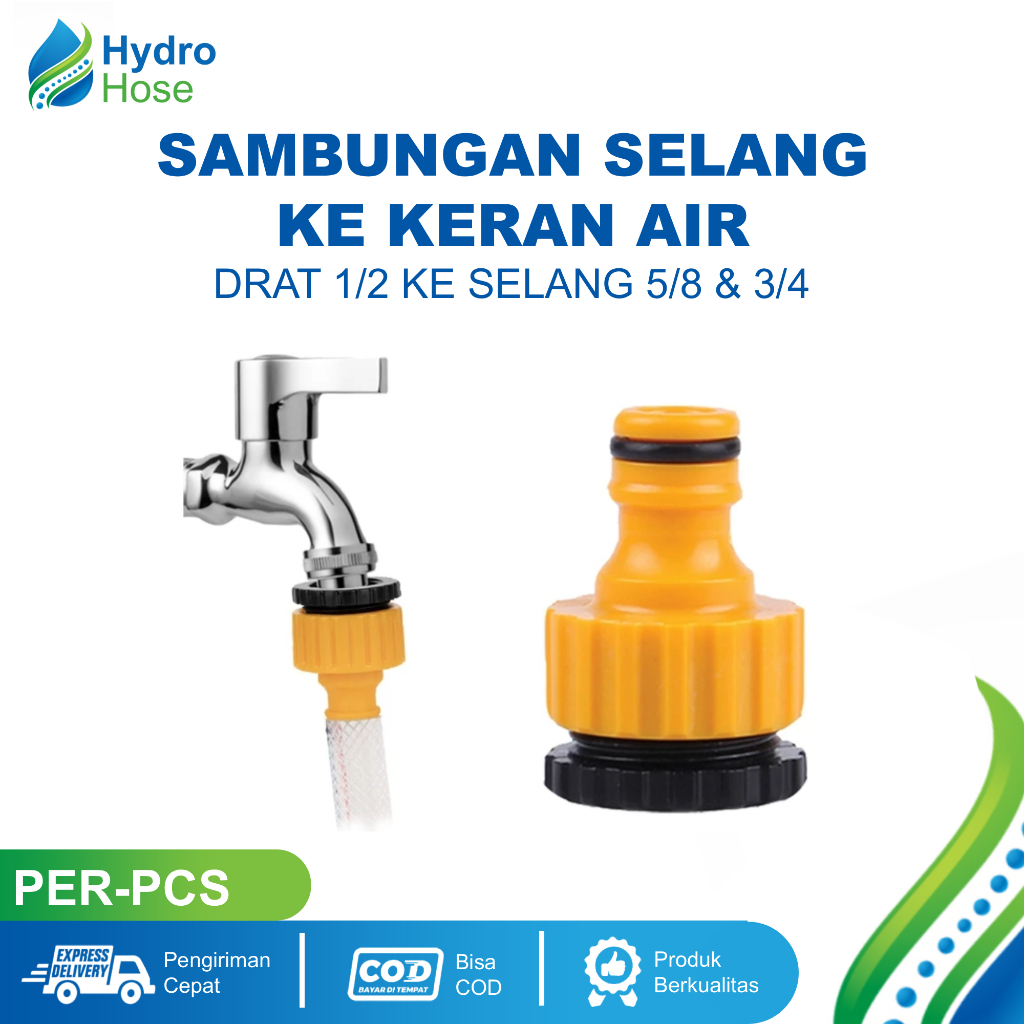 Jual HYDROHOSE Konektor Keran Air Drat Dalam 1/2 - 3/4 Inch Sambungan ...