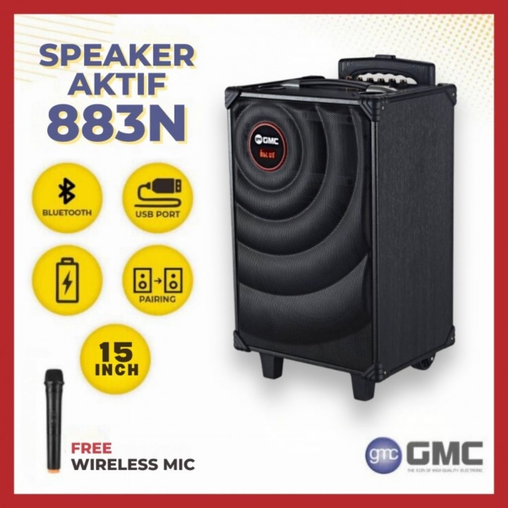 Jual GMC Speaker Meeting Portable Bluetooth 15 Inch 883N | Shopee Indonesia