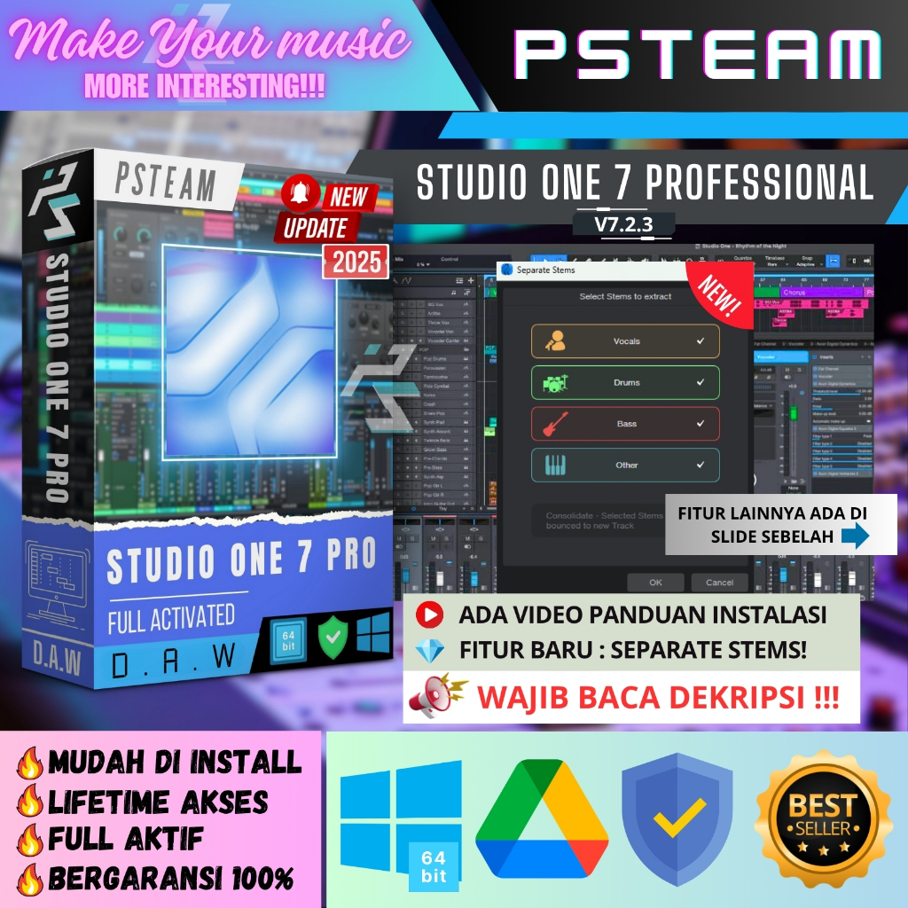 Jual STUDIO ONE 7 PRO v7.2.3 (INCL.STEM SEPARATE) [ FULL VERSION | FULL ACTIVATED ] | Shopee ...