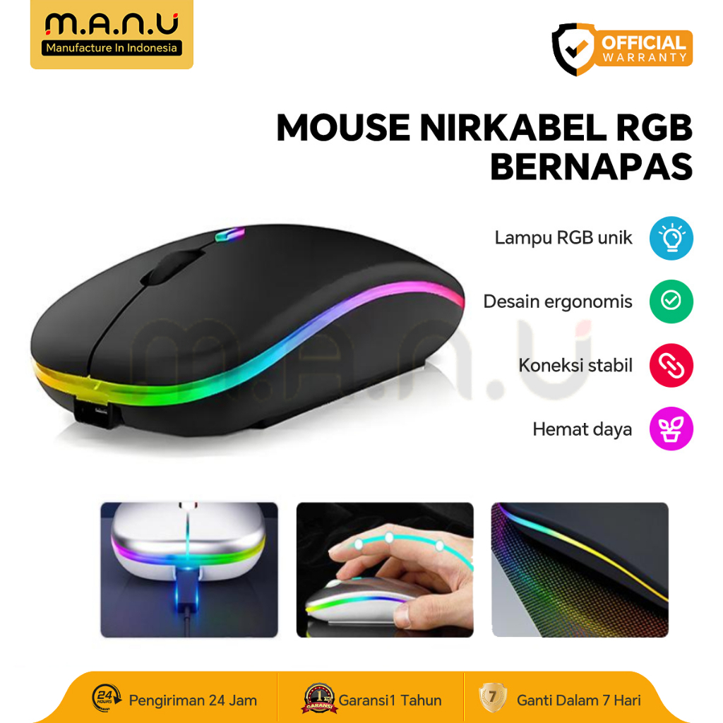 Jual MANU Mouse Portable 2.4G Nirkabel & Bluetooth Kantor Silent Click ...