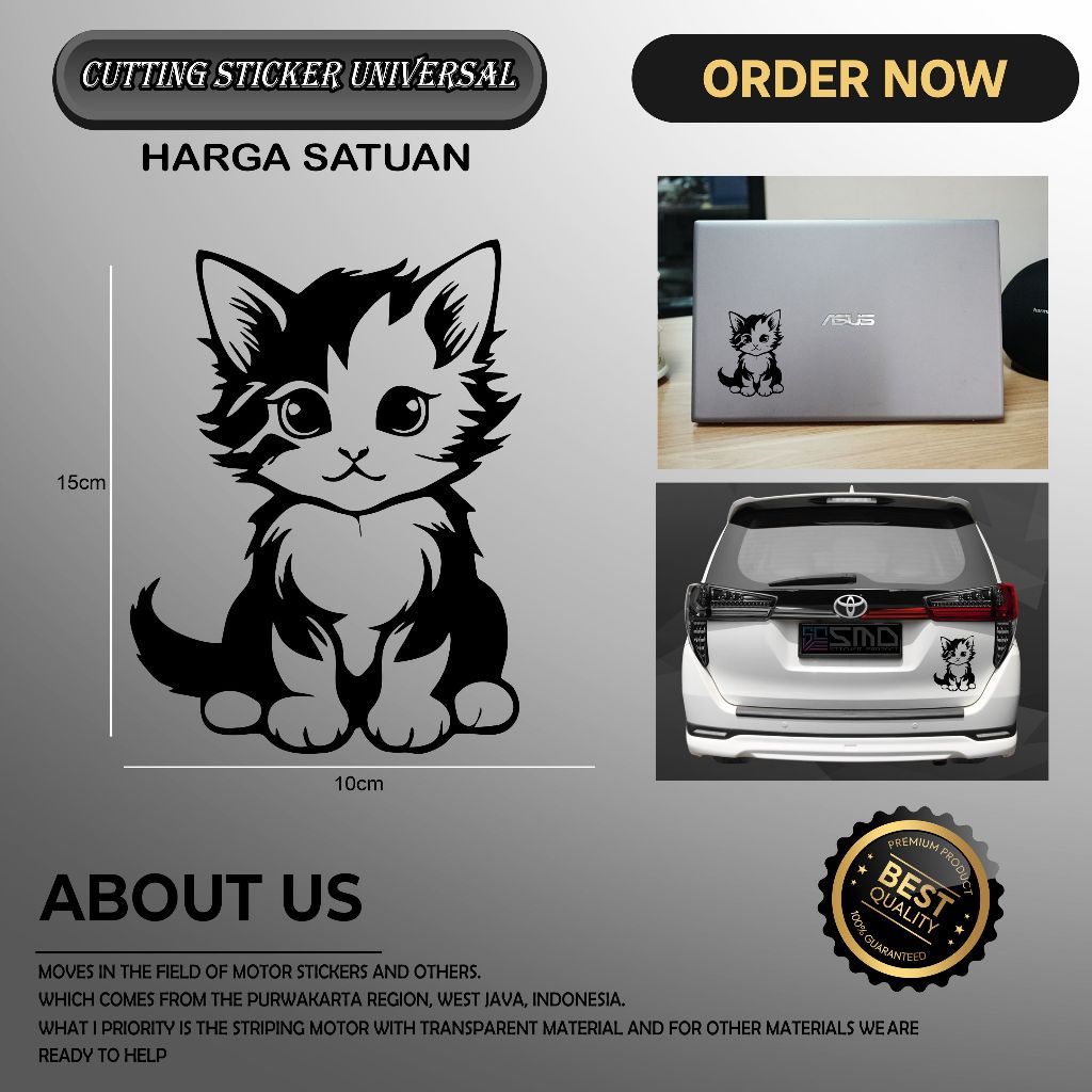 Jual CUTTING STICKER VIRAL MOTIF KUCING LUCU UNIK KEREN SIMPLE MURAH ...