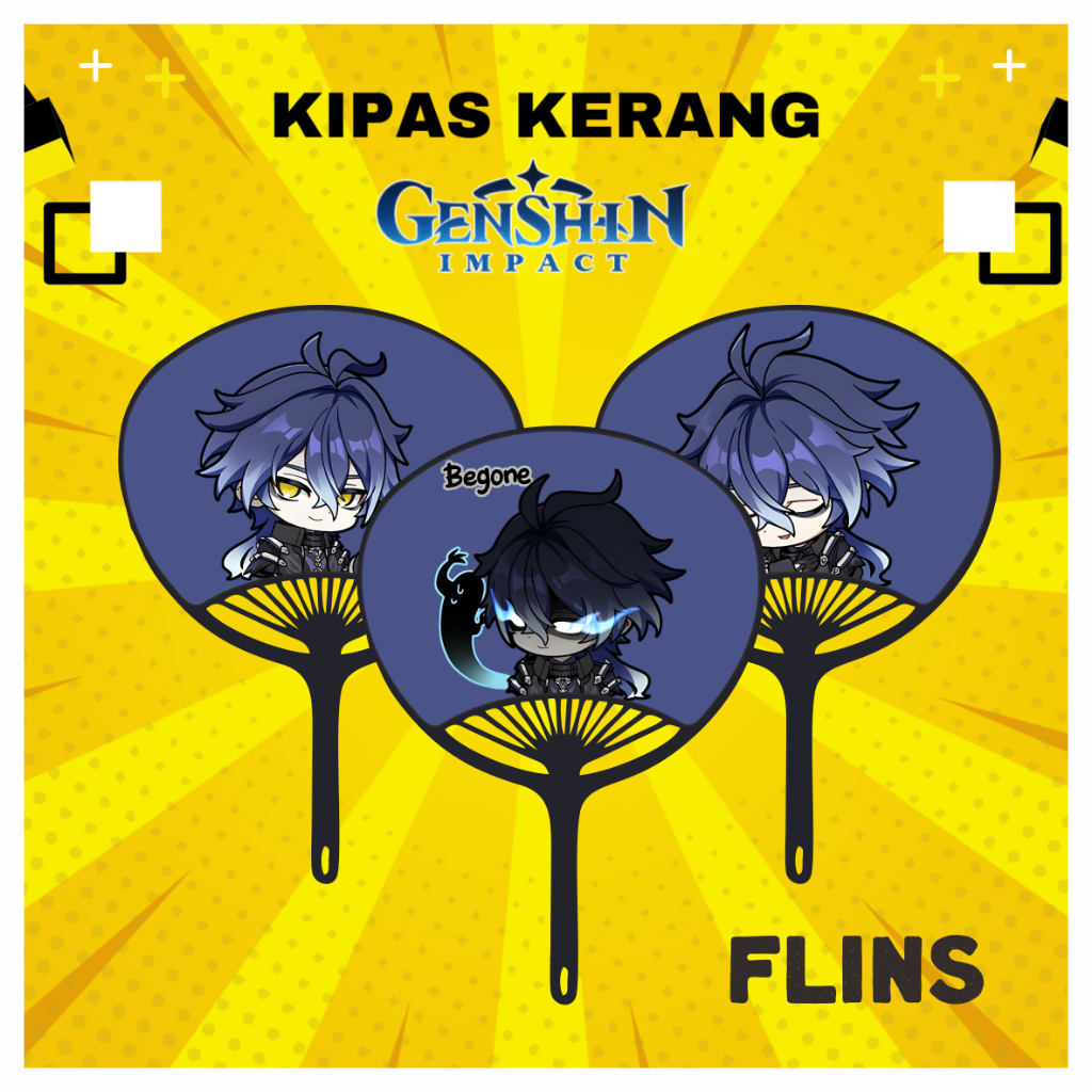Jual Kipas Kerang Flins Genshin ImpAct | Kipas Jepang Karakter Flins ...