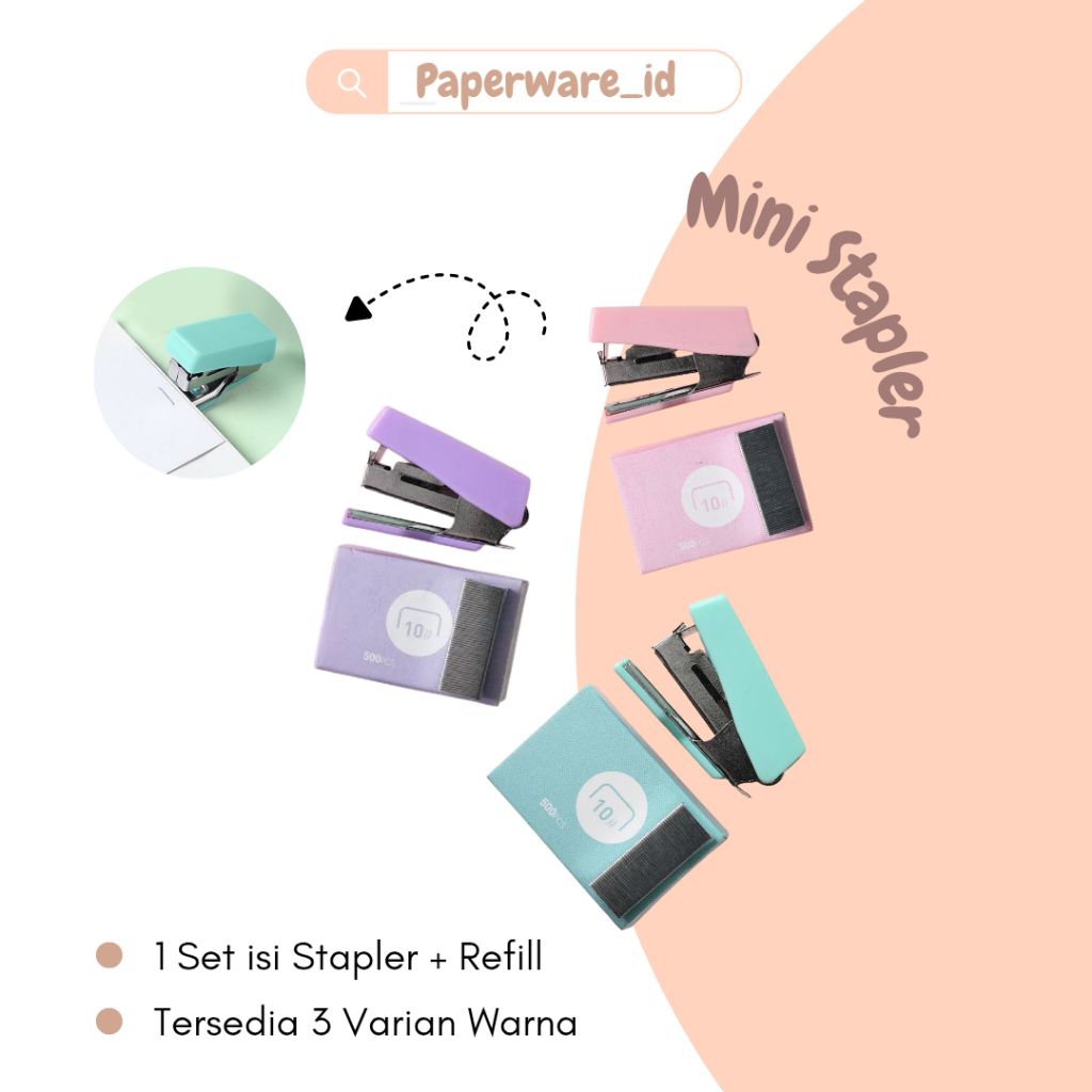 Jual stapler mini warna pastel / stapler aesthetic warna pastel ...