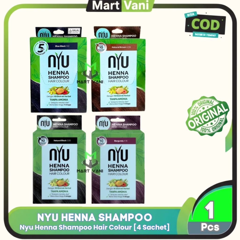 Jual NYU HENNA Shampoo BOX (4 SACHET) Hair Colour - Sampo Pewarna ...