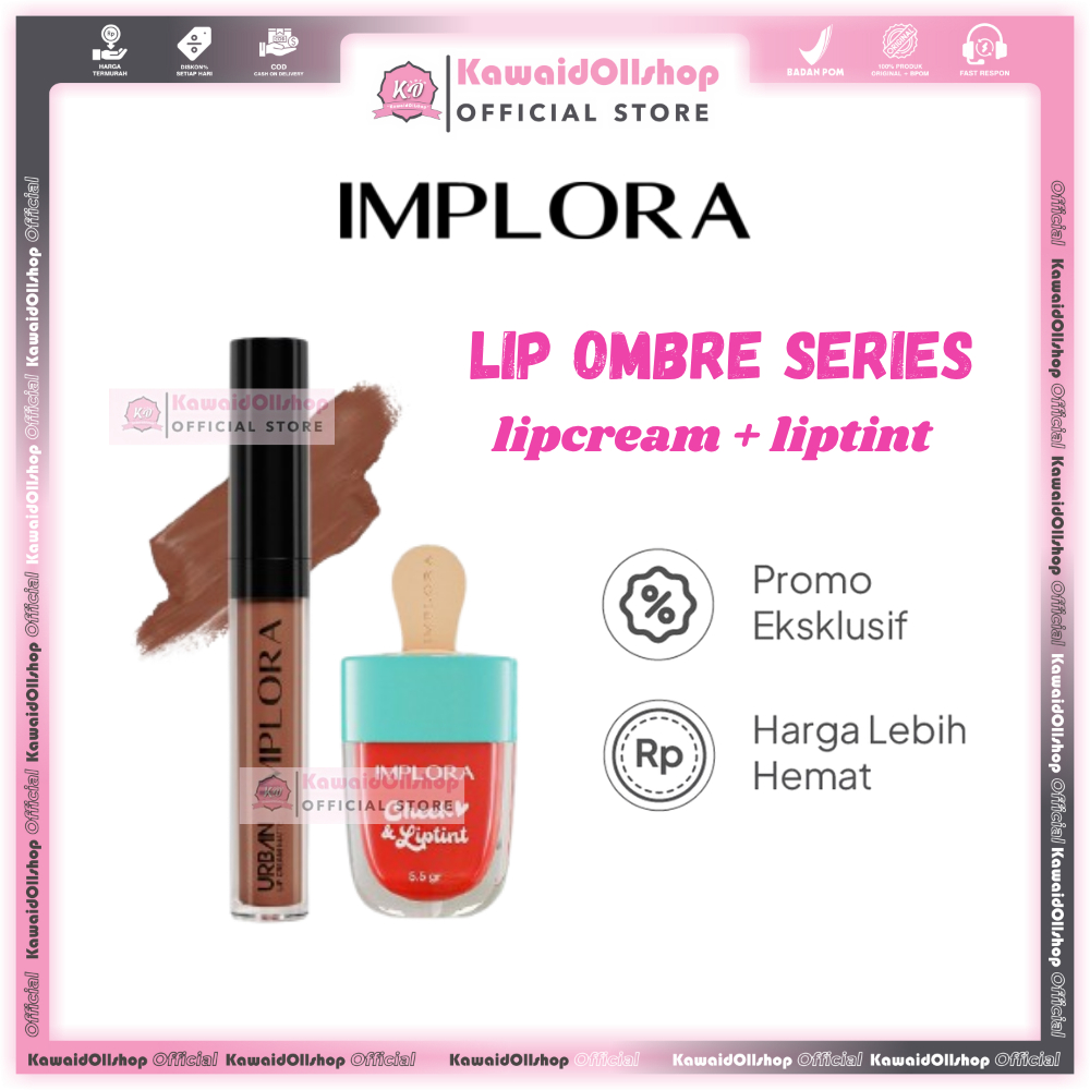 Jual PAKET OMBRE IMPLORA COSMETICS LIPCREAM + LIPTINT | Lip tint | lip ...