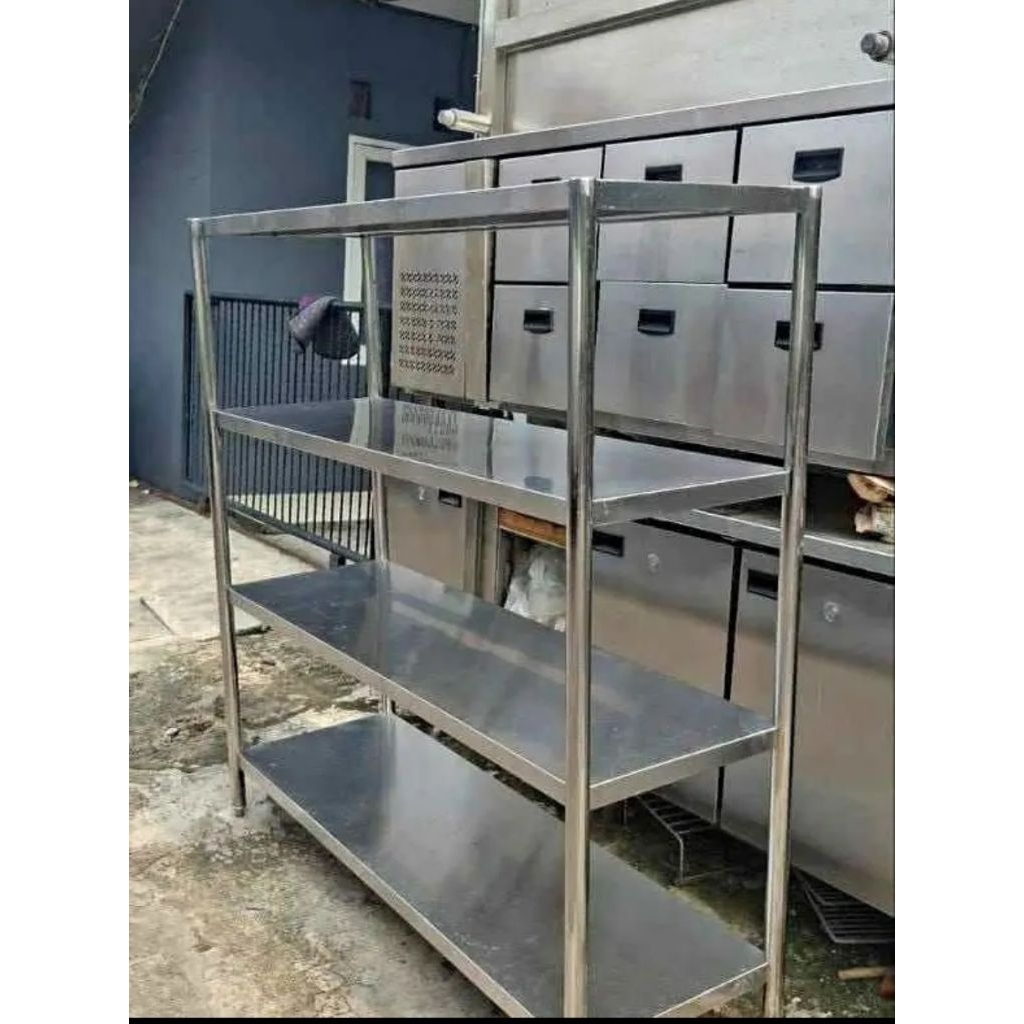 Jual Rak 4 susun stainless steel 201 - rak peniris MBG - rak solid mbg ...