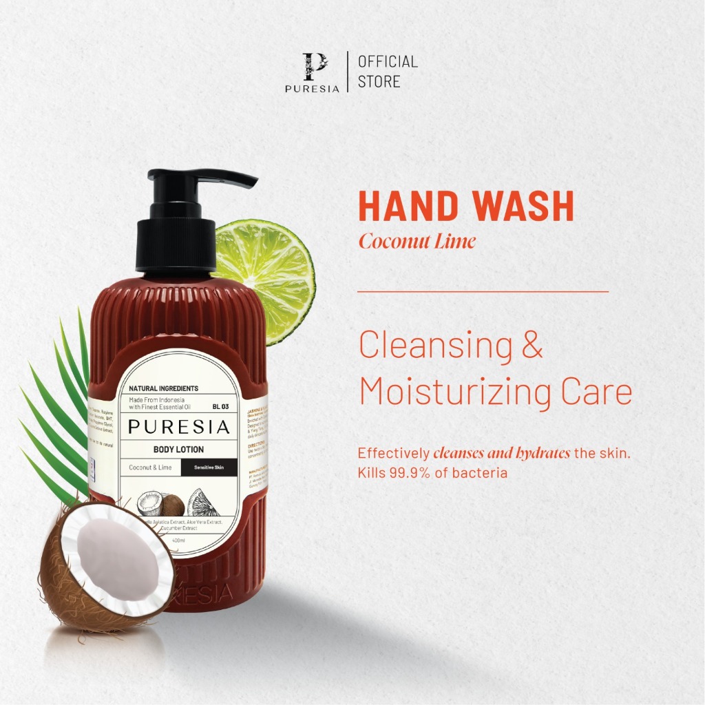 Jual Puresia | Hand Wash / Sabun Cuci Tangan Coconut & Lime 400ml ...