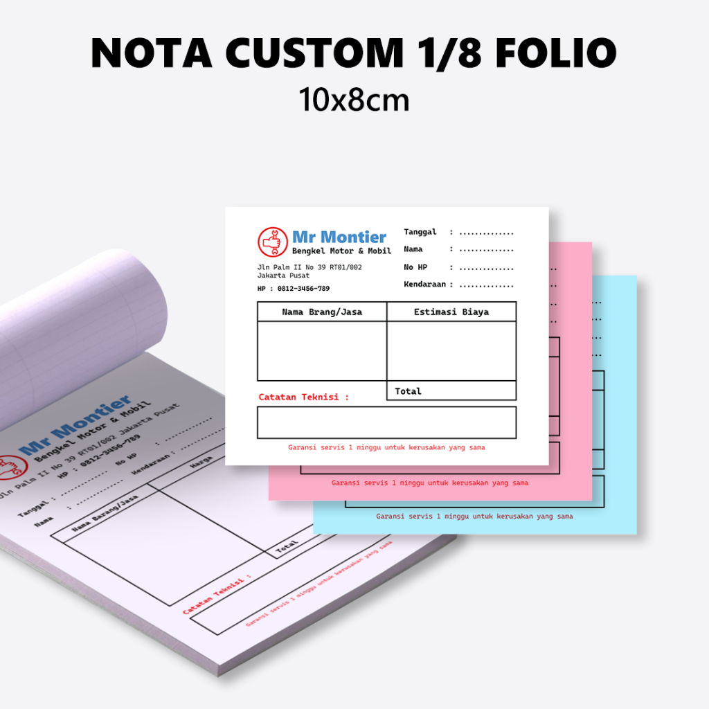 Jual Nota Custom 1 Ply 1/8 Folio Full Warna | Shopee Indonesia