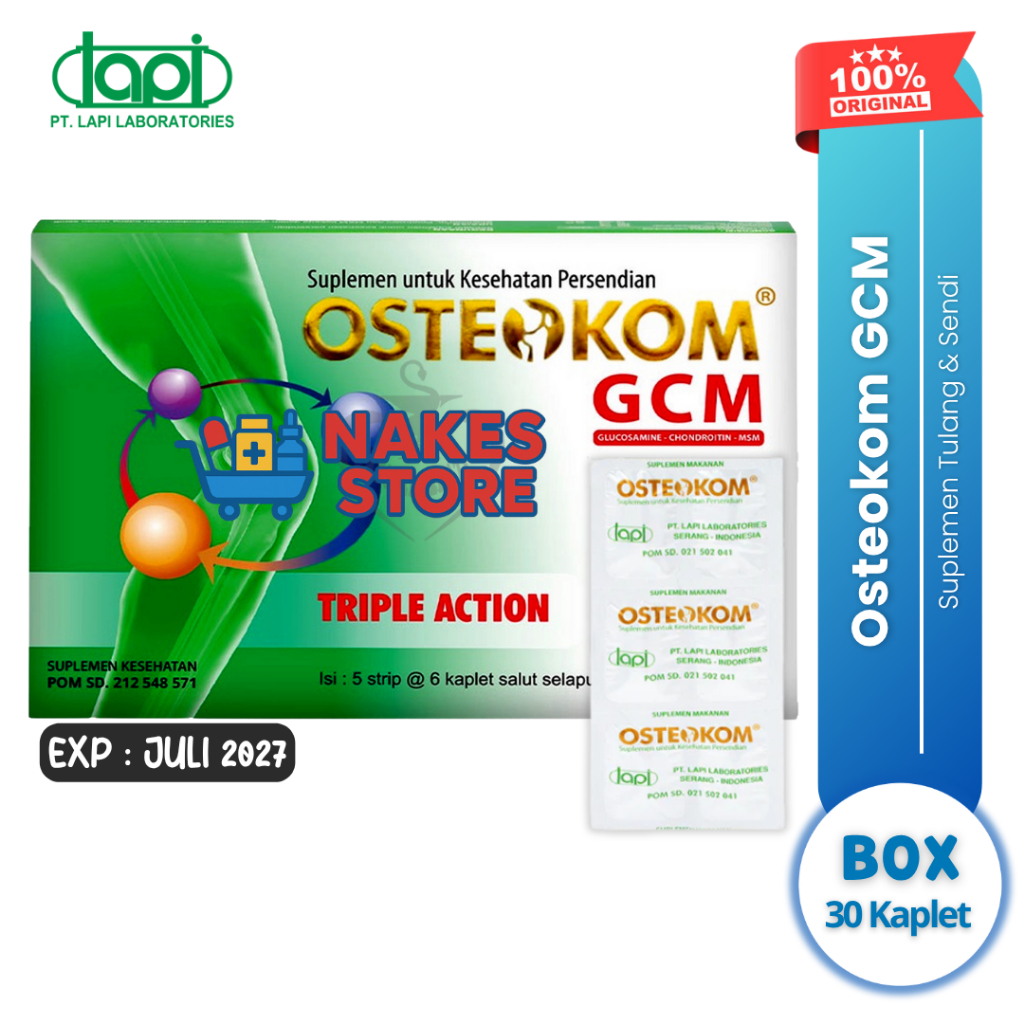 Jual OFFICIAL STORE - Osteokom GCM Box 30 Tablet Triple Action Suplemen ...