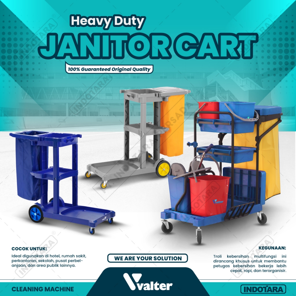 Jual Valter Gerobak Alat Kebersihan Trolley Janitor Serbaguna | Shopee ...