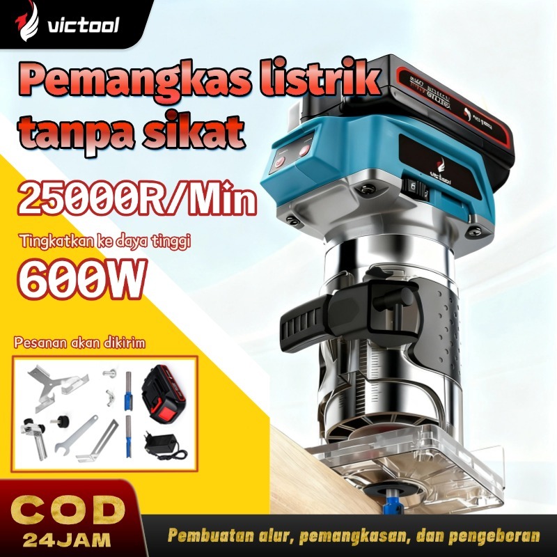 Jual VICTOOL Mesin Router Pofil Kayu Wood Trimmer Tanpa Sikat Cordless ...