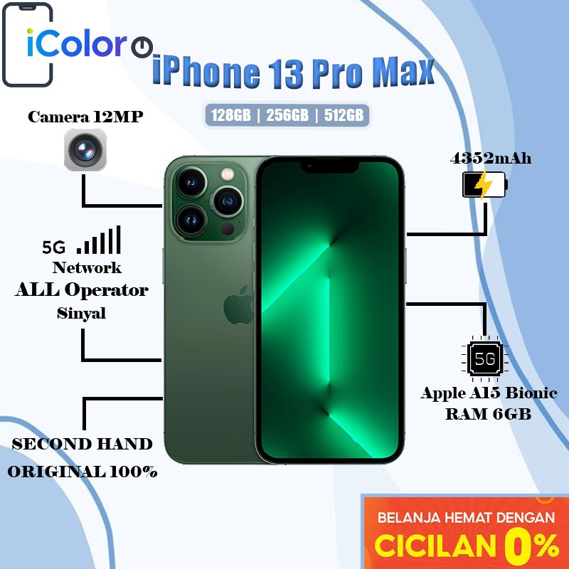 Jual iPhone 13 Pro Max 128GB 256GB 512GB Secondhand Normal Full set ...