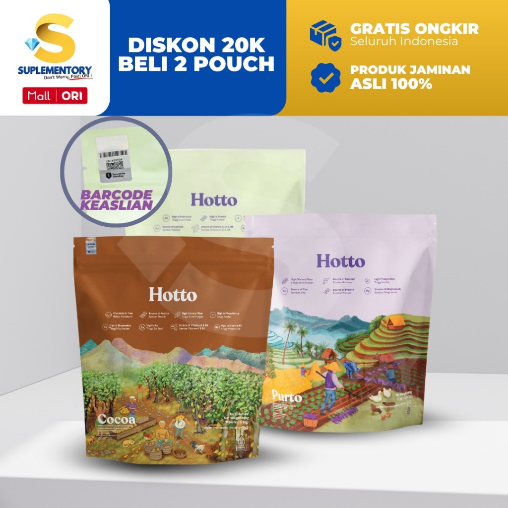 Jual (Bundling) Hotto Cocoa & Purto | Minuman Multigrain Tinggi Serat ...