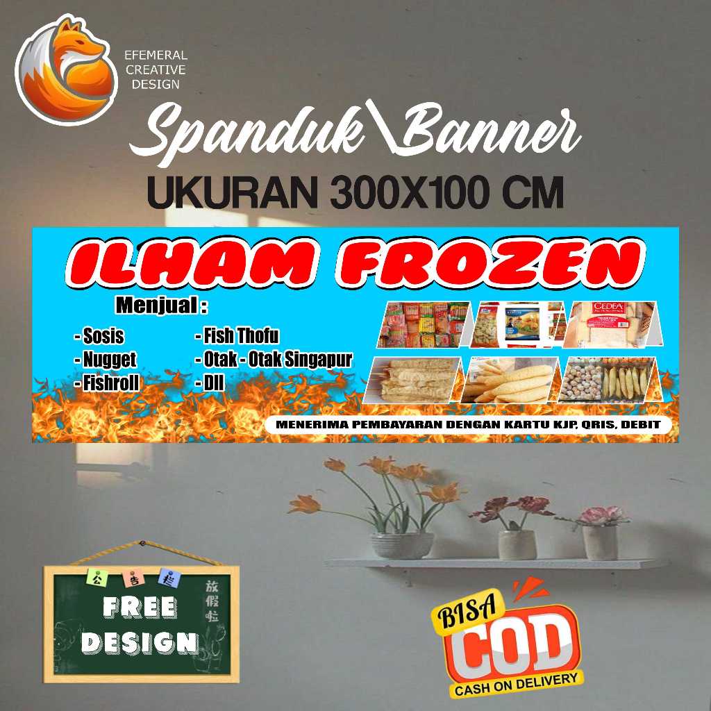 Jual SPANDUK BANNER 300X100 CM FROZEN FOOD FREE DESIGN,BISA REQUEST ...