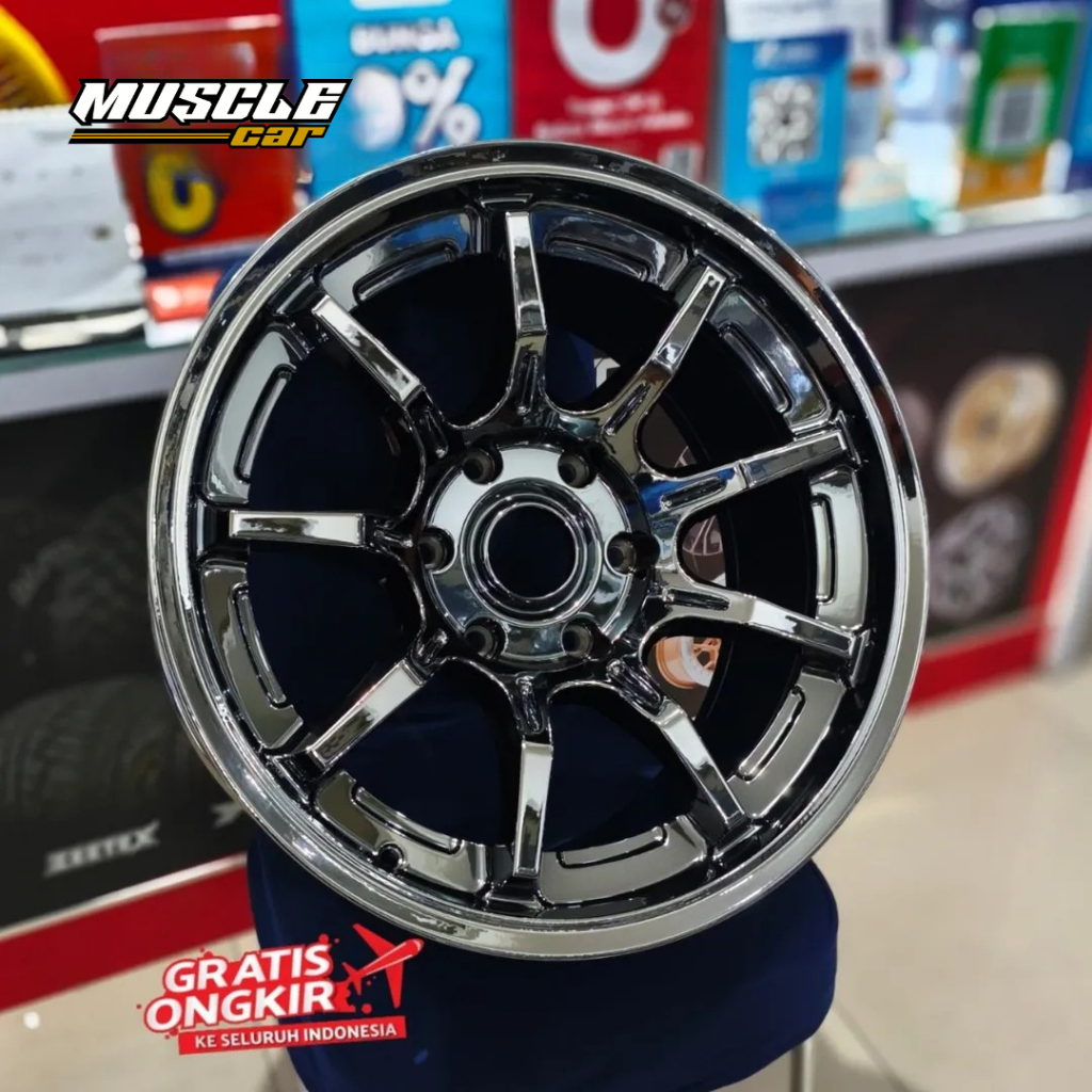 Jual velg ring 18 baut 6 black chrome HSR WHEELS pelek rcing untuk ...
