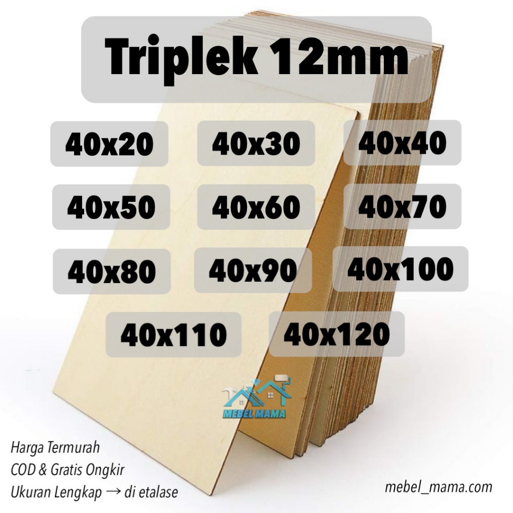Jual Triplek 12mm lebar 40cm halus sending face back 2 sisi plywood ...