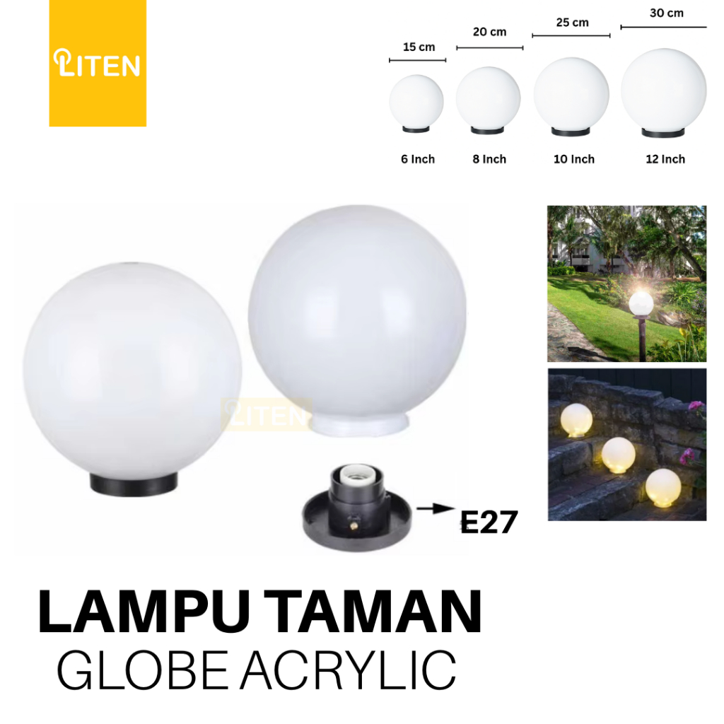 Jual Kap Lampu Taman Globe Taman Outdoor Bulat PUTIH PIOLIN/GLOBE 10 ...