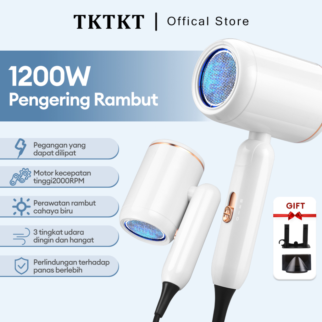 Jual TKTKT 1200W Foldable hair dryer ion negatif low watt hairdrayer ...