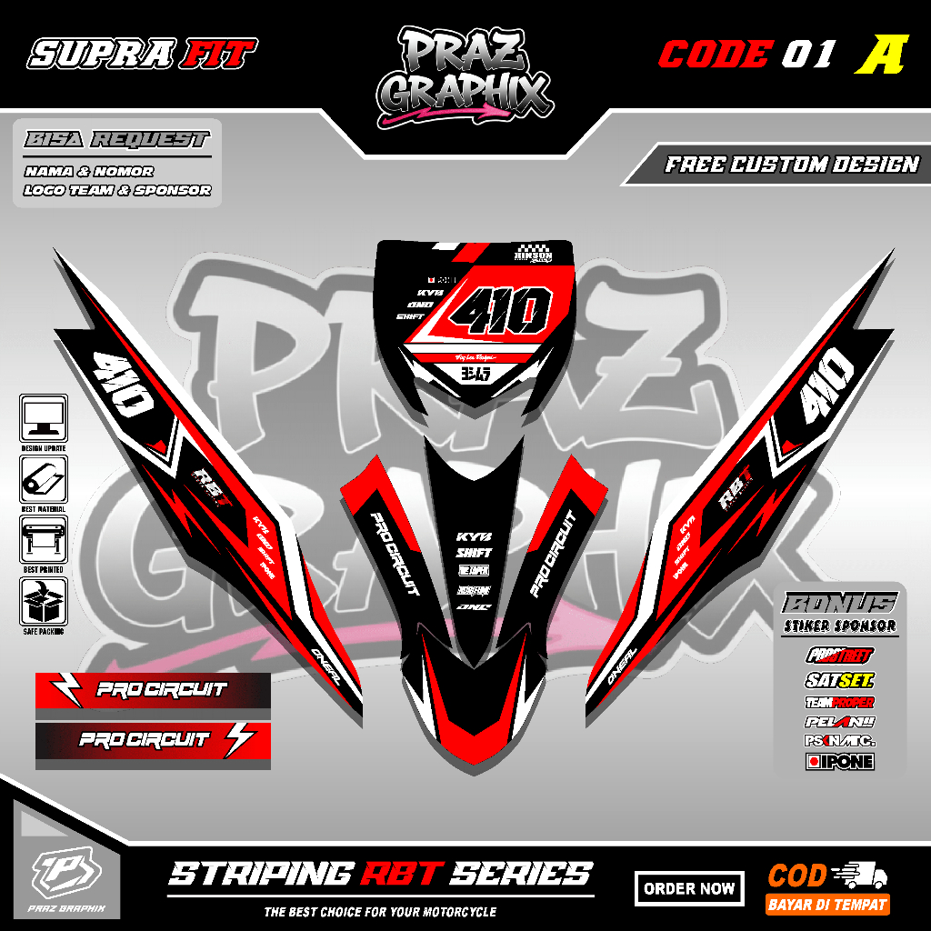 Jual Sticker Striping MOTOR SILUMAN SUPRA FIT RBT BEBEK MODIF SUPERMOTO ...