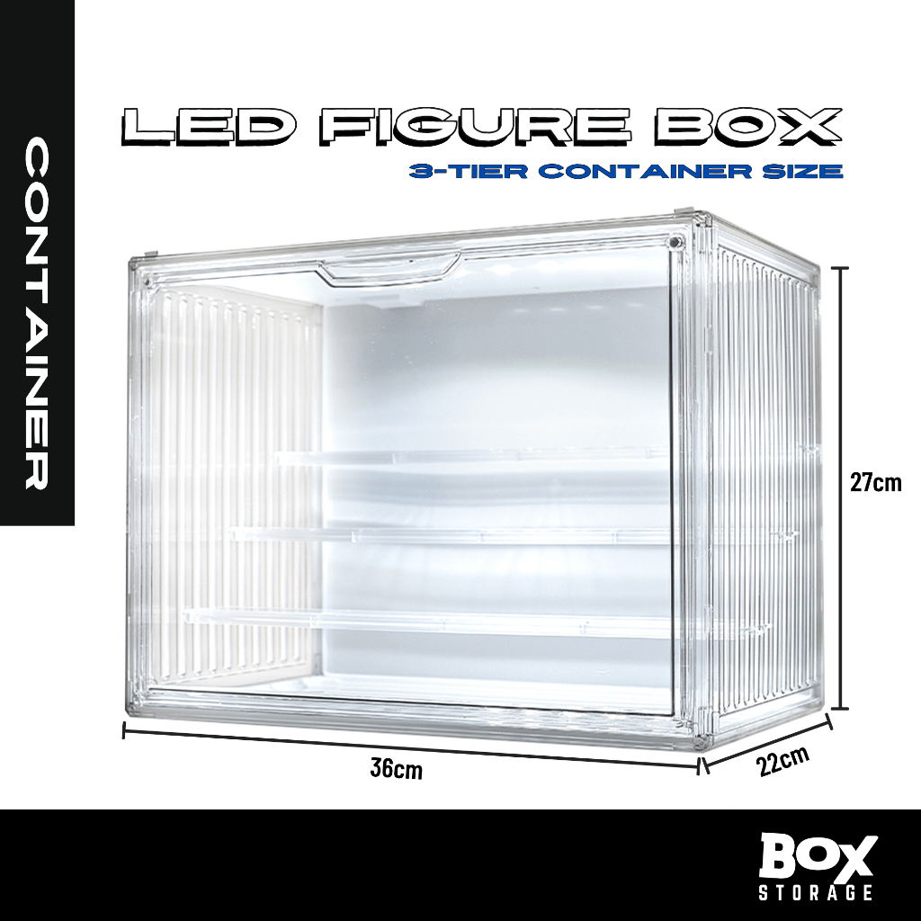 Jual BOXSTORAGE [LED] 3-Tier Light Container Figure Display Box Acrylic ...