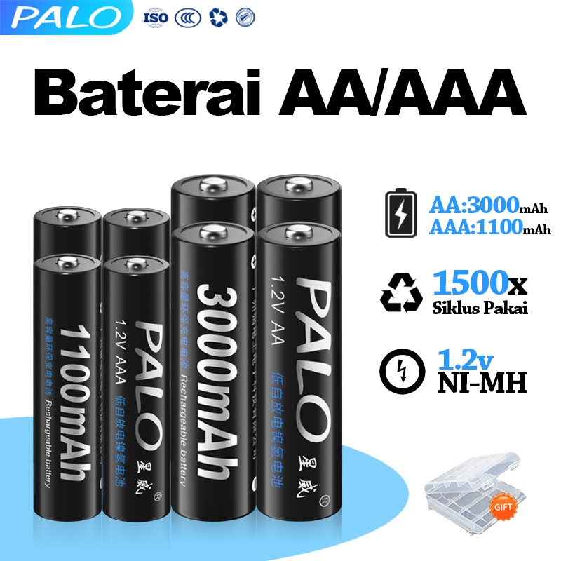 Jual PALO Baterai 1.2v AA 2A / AAA 3A Rechargeable Battery Lsi Ulang NI ...