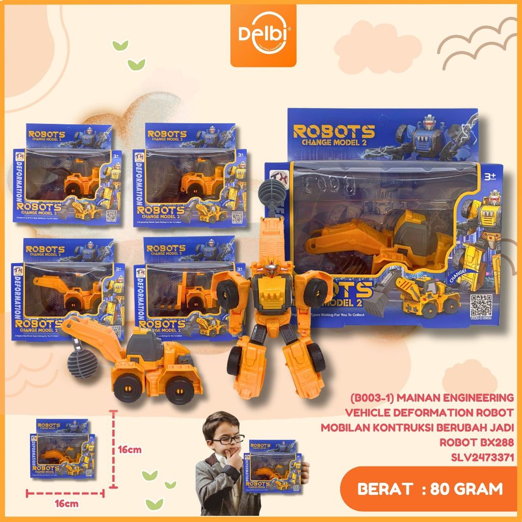 Jual (B003-1) MAINAN ENGINEERING VEHICLE DEFORMATION ROBOT MOBILAN ...