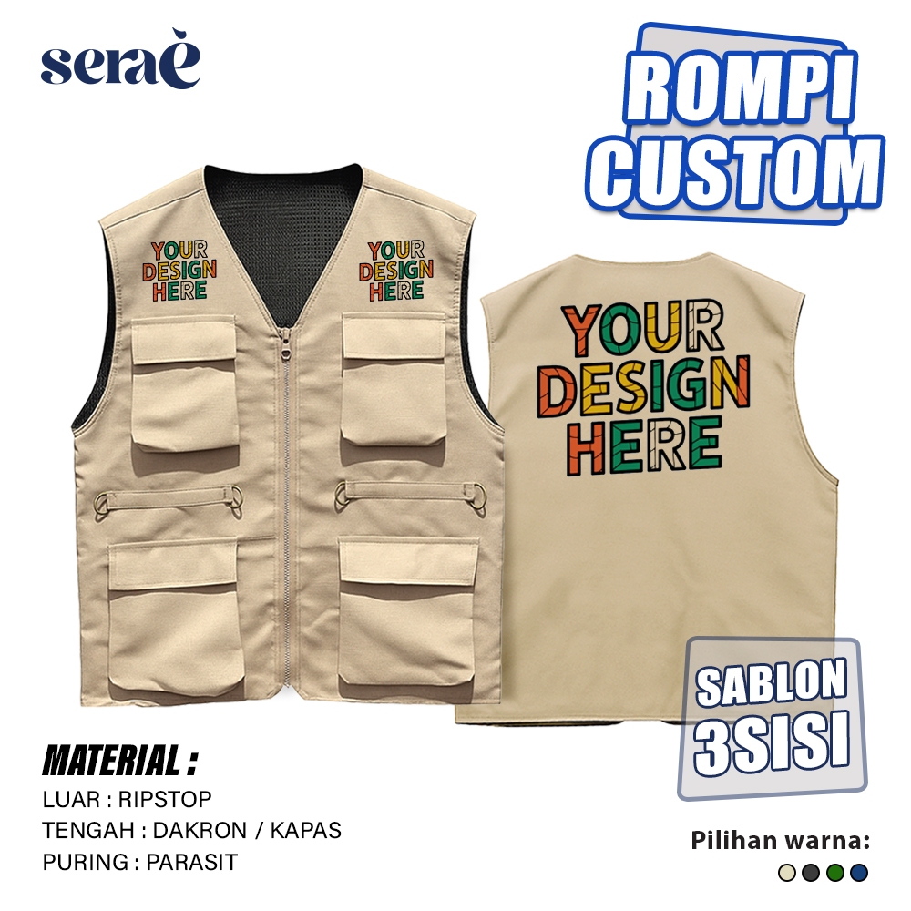Jual Rompi Lapangan Sablon Custom | Seragam KKN, Amal, Komunitas, Acara ...