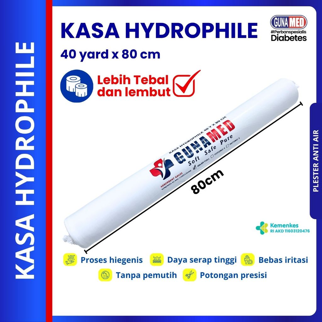 Jual GUNAMED Kasa Gulung/Kasa Hydrofil 40y x 80cm Potong 4/Potong 5 ...