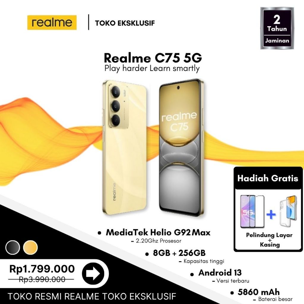 Jual (COD) Realme C75 5G 8GB 256GB - HP 5G Murah Resmi, Layar 6.72 inci ...