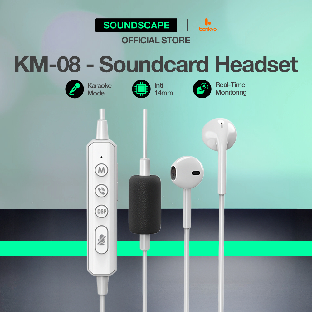 Jual Soundscape bonkyo COD KM08 Headphone Soundcard Karaoke Bluetooth 5 ...