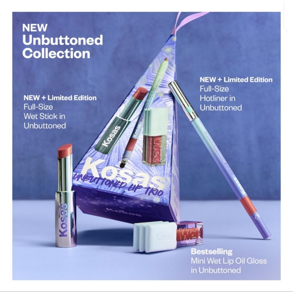 Jual (PO HK JAN 26) Kosas Unbuttoned Lip Trio Holiday Limited Edition ...