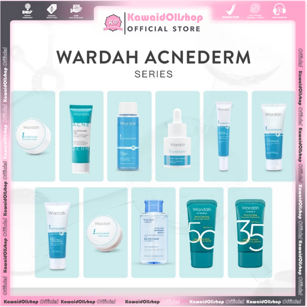 Jual Wardah Acnederm Series Cleanser Toner Day Night Cream Acne Pore ...