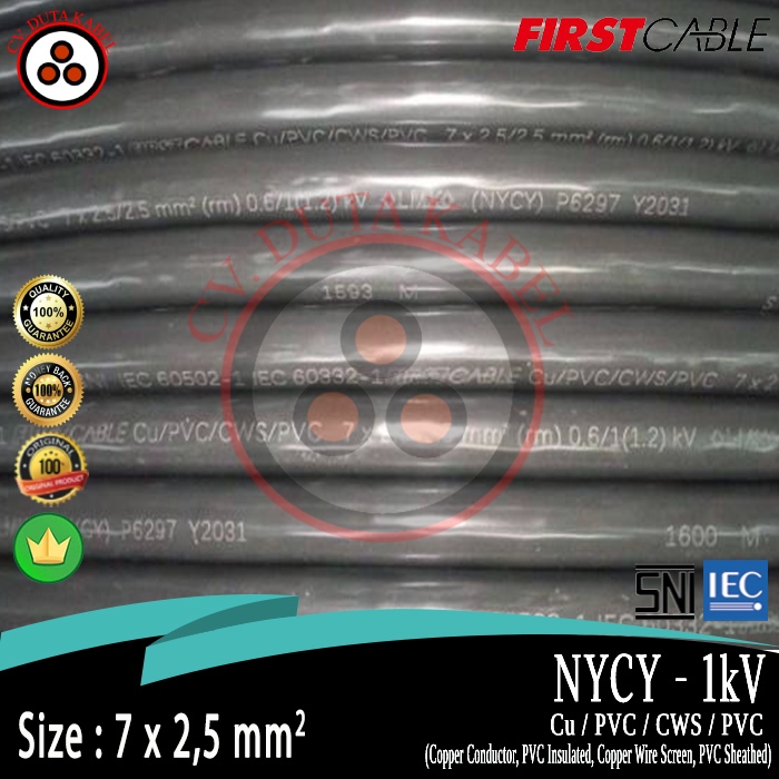 Jual Kabel NYCY 7x2,5 mm2 1kV MERK FIRST CABLE /7x2,5mm2/7 x 2,5 mm2 ...