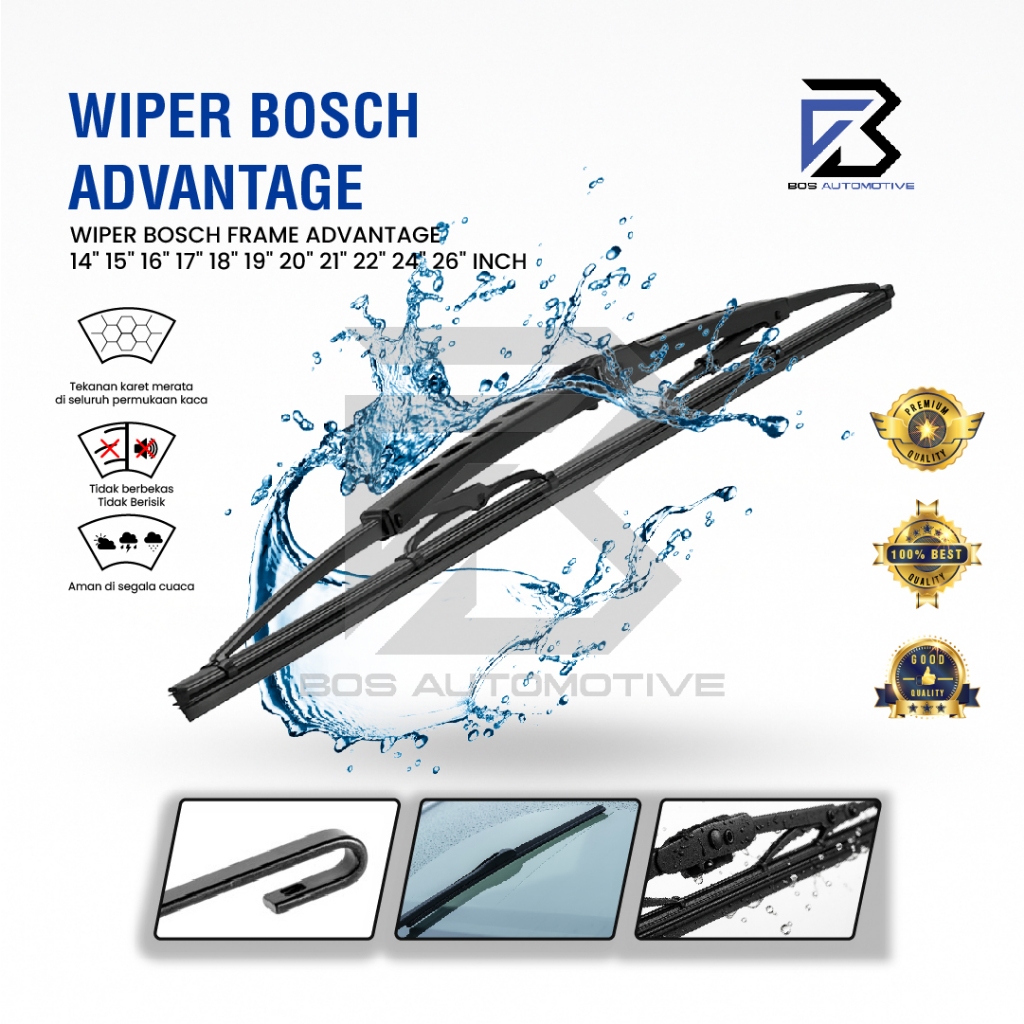 Jual Wiper Blade BOSCH Advantage Besi Kipas Kaca Depan Mobil Frame Hook ...