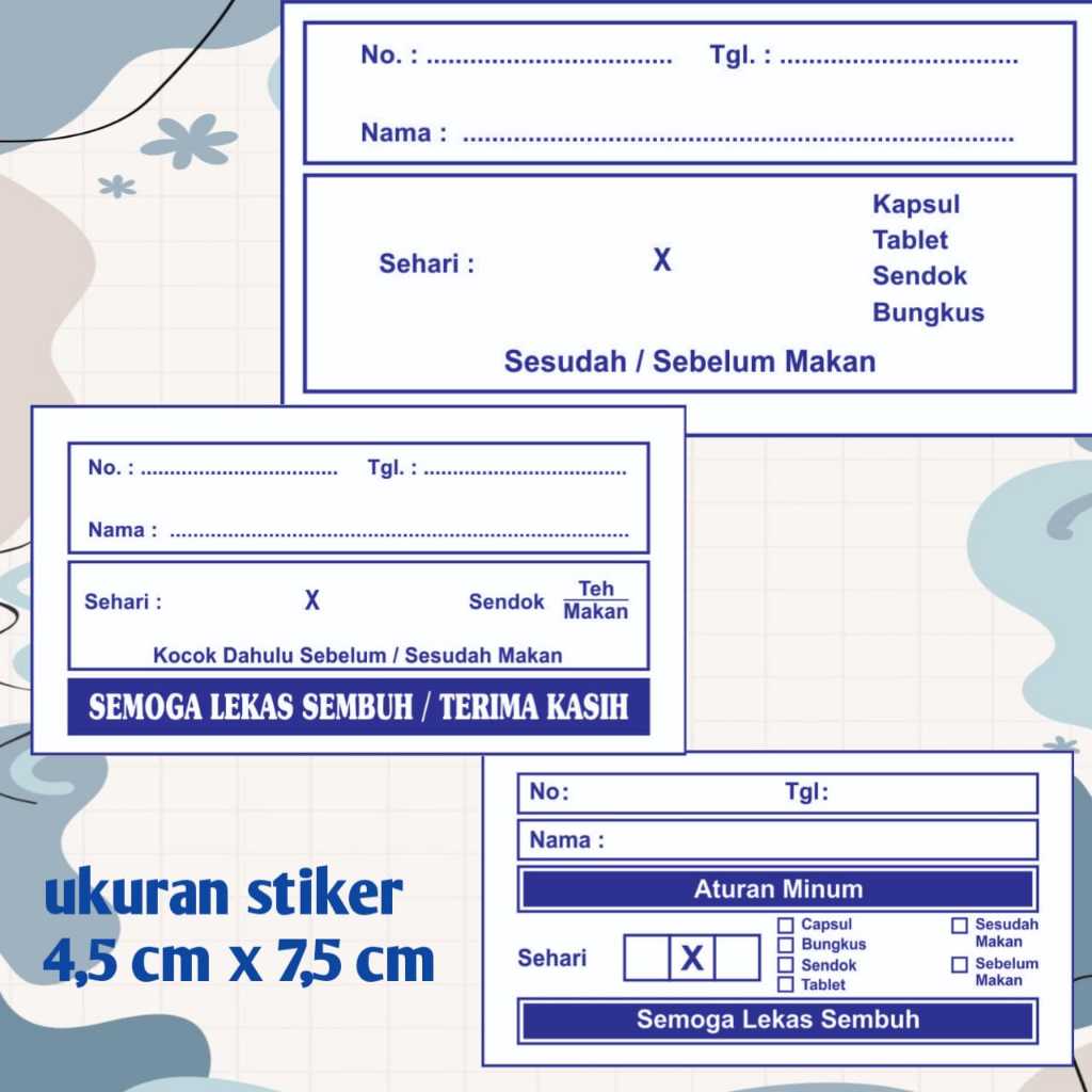 Jual Etiket Obat 1 Pack Isi 100lembar Lebel Stiker Obat Sirup Tinggal ...