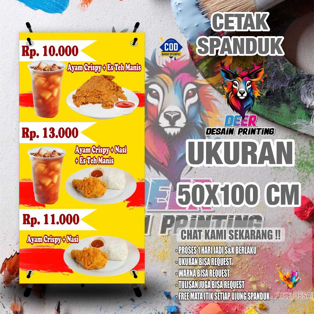 Jual Cetak Spanduk Banner PAKET FRIED CHICKEN Costom Desain | Shopee ...