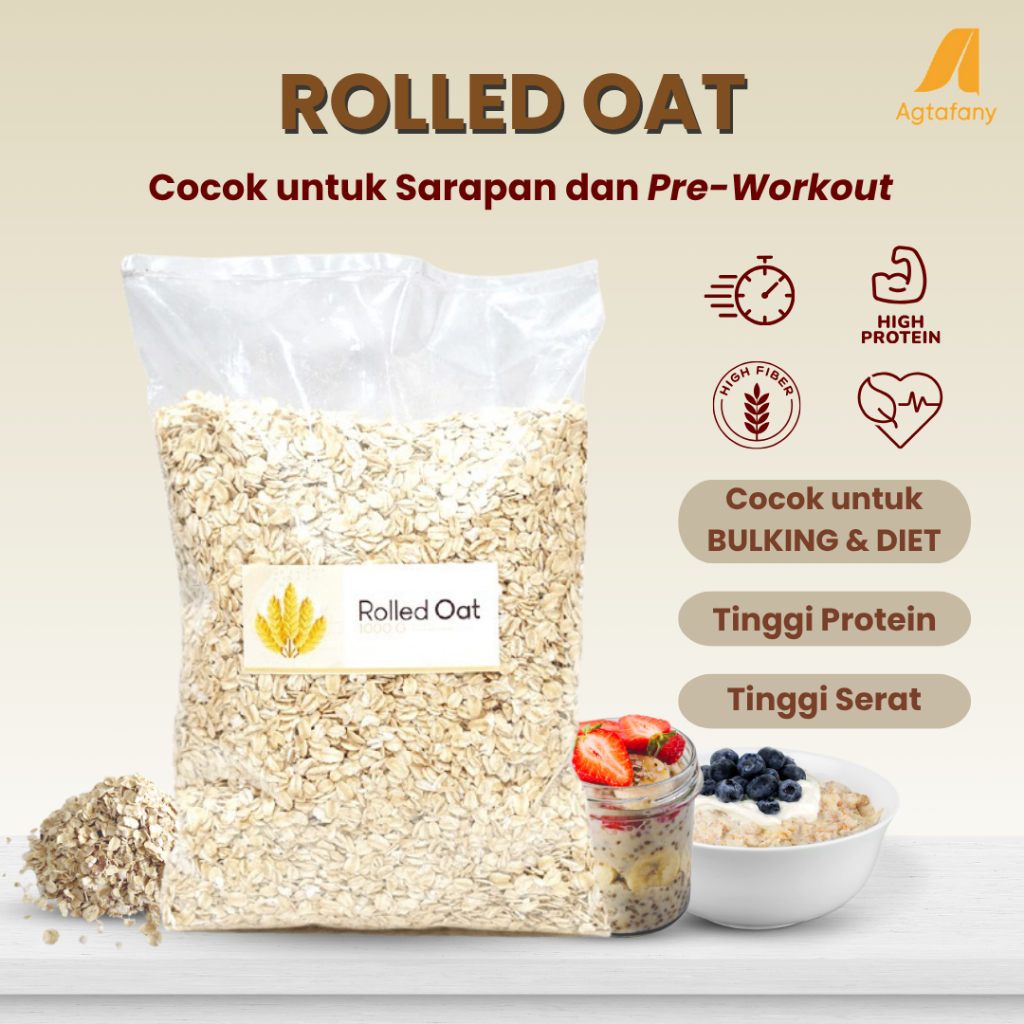 Jual Rolled Oat 500 gr Gandum Utuh Wholegrain Bulking Diet | Oatmeal ...