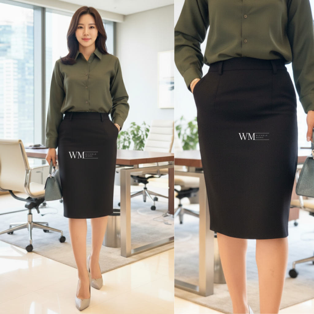 Jual Rok Span Pendek 3/4 Selutut Hitam Belahan Belakang Wanita Kerja ...