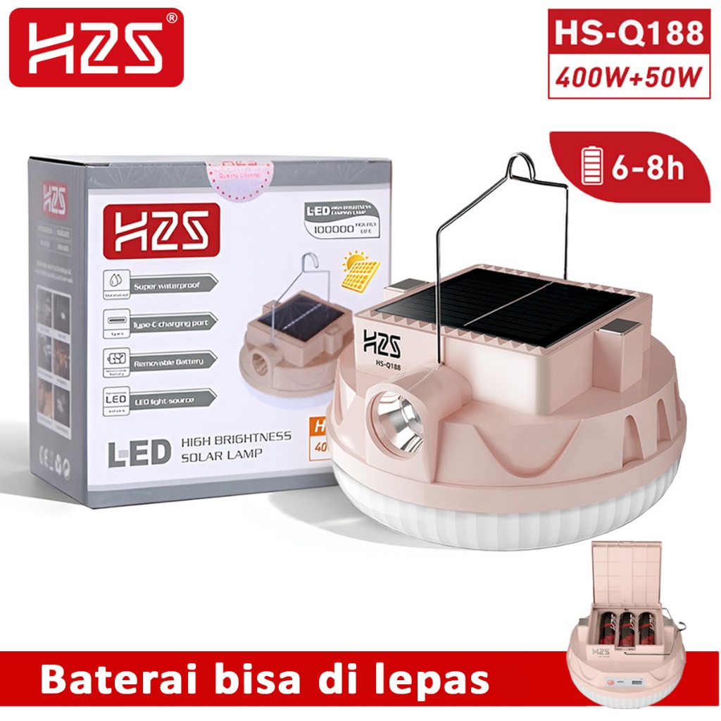Jual H2S Lampu LED Emergency UFO + Senter HS-Q188 Solar Panel 400w ...