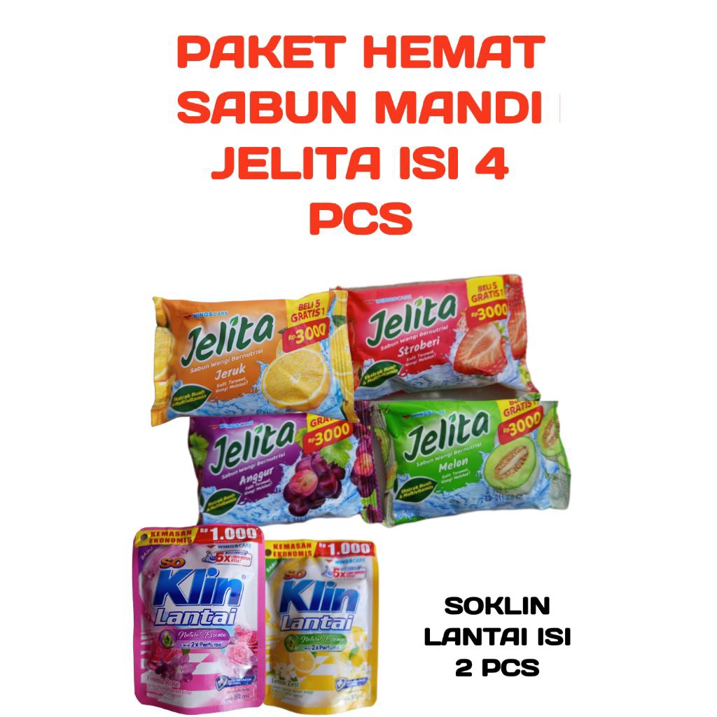Jual PAKET HEMAT SABUN MANDI JELITA ISI 4 PCS & SOKLIN LANTAI ISI 2 PCS ...