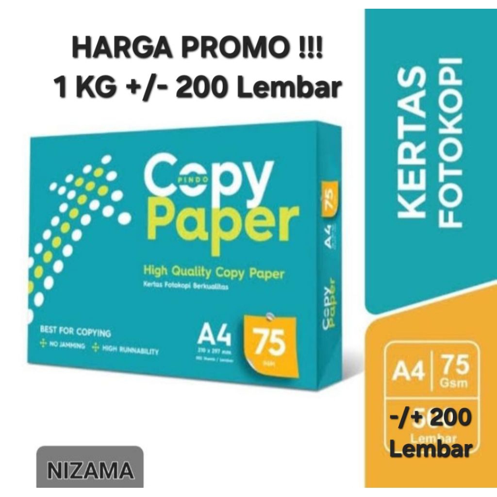 Jual Kertas Copy Paper A4 75 gsm +/- 200 lembar 1 KG | Shopee Indonesia