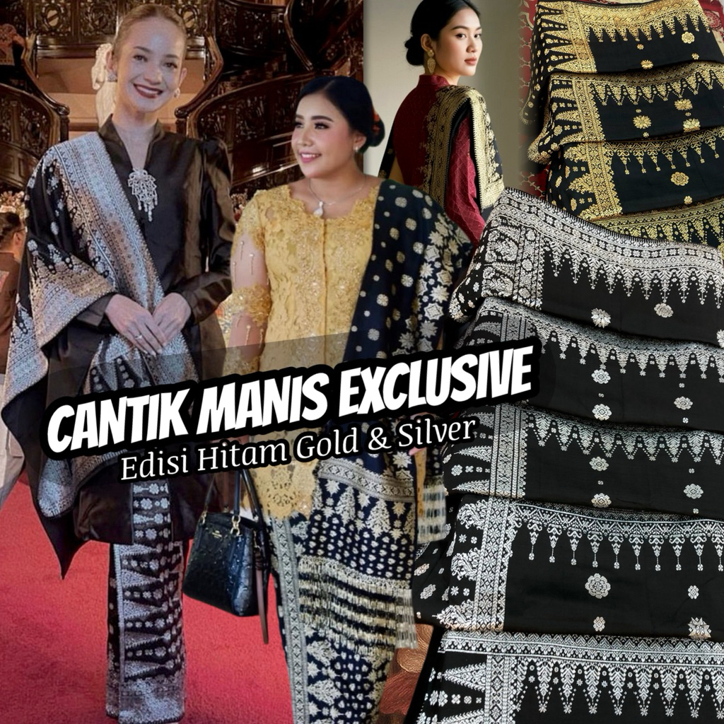 Jual Songket Cantik manis Exclusive Hitam Gold & Silver ORI /Songket ...