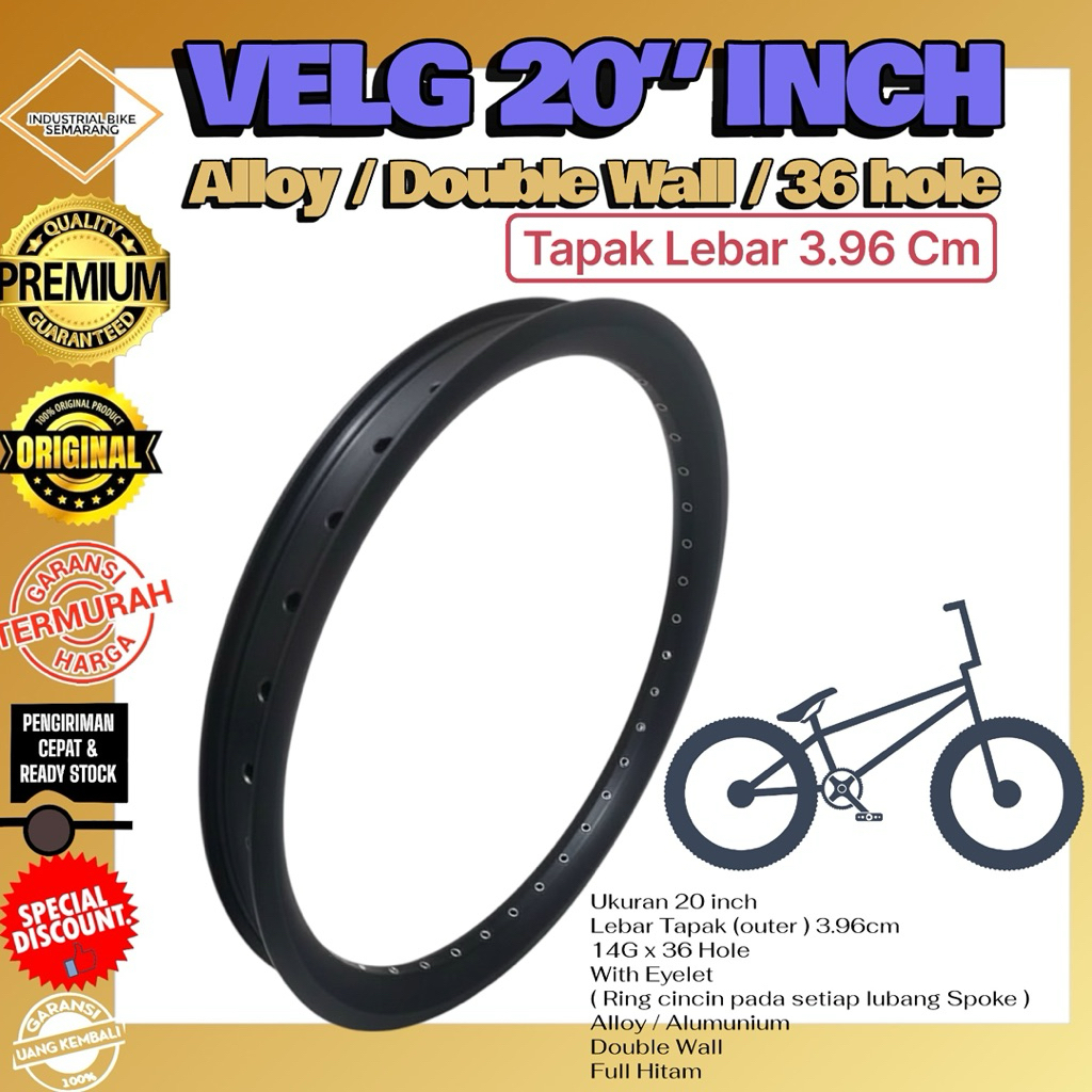 Jual ( VELG 20 INCH XLR8 EYELET / 36H / DOUBLE WALL ) Rims Taiwan 20 ...