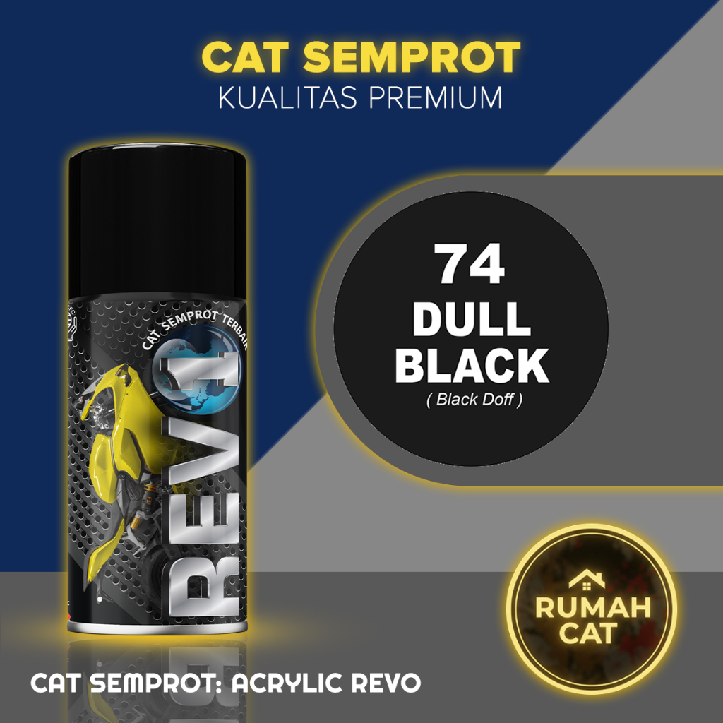Jual Cat Semprot Akrilik Premium Revo Warna Dull Black / Hitam Doff 74 ...