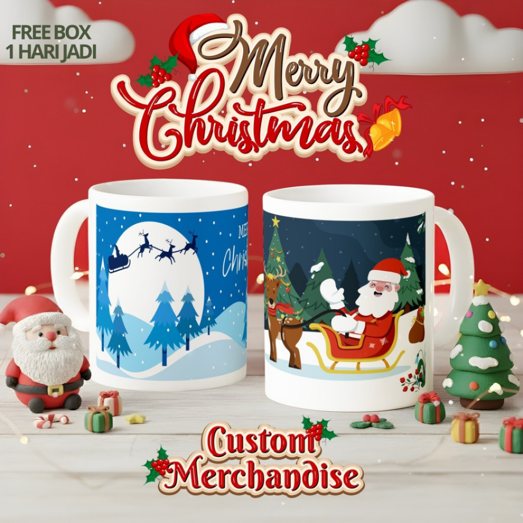 Jual [NO PO] Mug gelas custom natal merry christmas kado souvenir ...