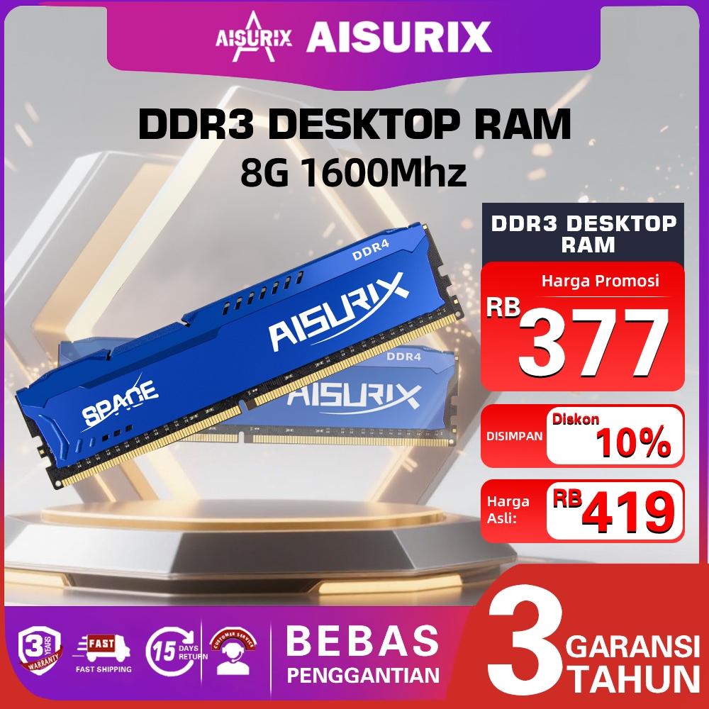 Jual AISURIX RAM DDR3 DDR4 4GB 8GB Desktop Memory 1600MHz 2666Mhz 3200Mhz | Shopee Indonesia