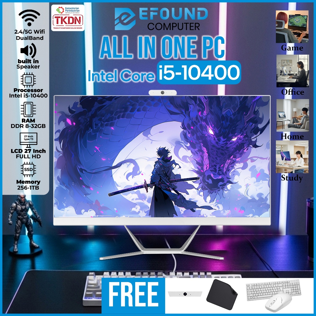 Jual eFound PC All-in-One Intel Core i5-10400 Super Tipis, Full HD 27 ...