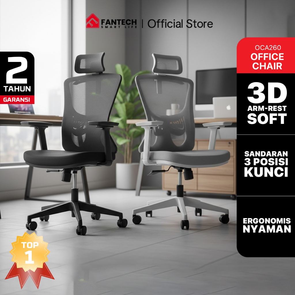 Jual Fantech Kursi Kantor OCA260 Premium Kursi Kerja Ergonomis Sandaran ...